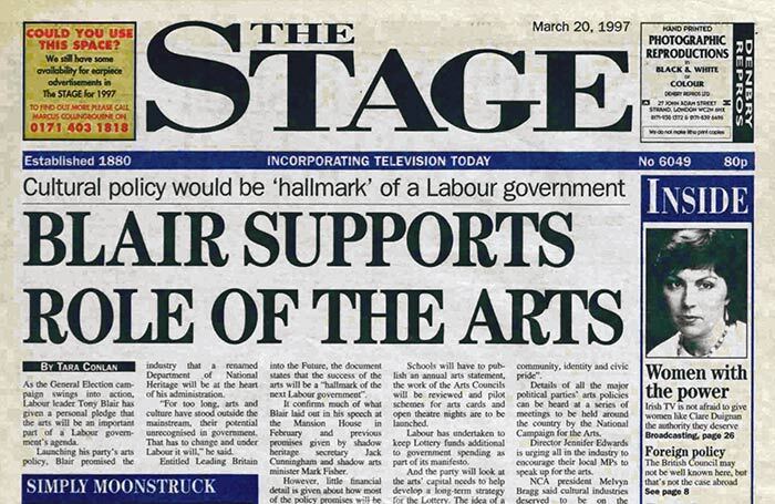 Tony Blair lays out Labour's promises for the arts – 25 years ago in ...