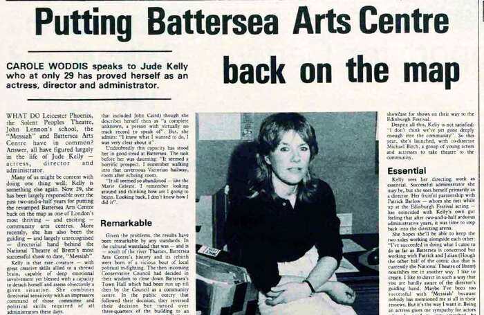 The talented Jude Kelly – 40 years ago in The Stage