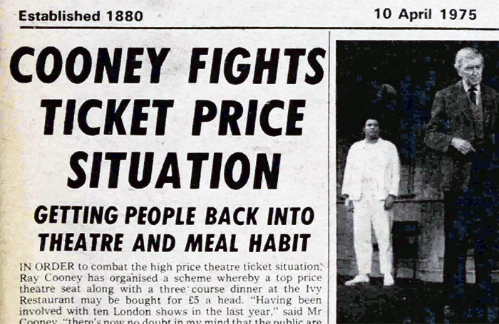 Ray Cooney’s cut-price ticket plan to boost theatre audiences