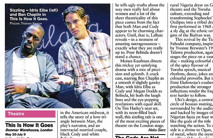 Idris Elba reviewed at the Donmar – 20 years ago in The Stage