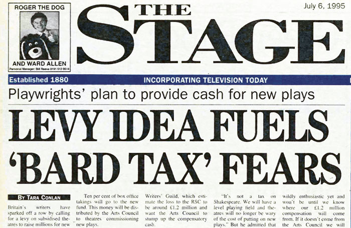 Bard to bear tax burden – 30 years ago in The Stage