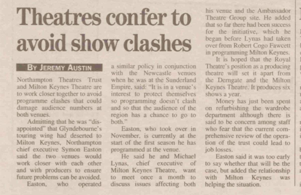 Culture clash kept in check - 25 years ago in The Stage