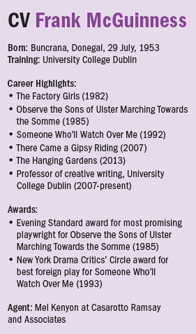 Frank McGuinness: ‘If you want to make money, don’t become a playwright’